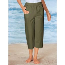 Caprihose Classic Basics, Damen, Gr. 48, Normalgrößen, grün (oliv), 100% Baumwolle, unifarben, 3/4-Länge, Hosen