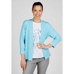 Sommerjacke Rabe, Damen, Gr. 52, blau (aquablau), Obermaterial: 73% Viskose, 23% Polyester, 4% Elasthan, unifarben, casual, regular fit, Langarm, Jacken, mit Raffdetails an den Ärmeln