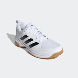 Handballschuh adidas Performance "LIGRA 7 INDOOR", Gr. 41, schwarz-weiß (cloud weiß, core schwarz, cloud weiß), Synthetik, Textil, Sportlich, Schuhe