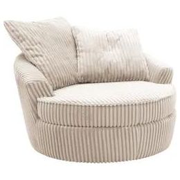 Drehsessel Inosign "AMECA, Love Seat XXL, Lese-Sessel, Big-Sessel 122 x 126 x 76 cm", beige (creme), B:122cm H:76cm T:126cm, 100% Polyester, Sessel, mit Mega-Cordstoff, Drehfunktion und Federkern