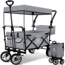 Kesser&reg; Bollerwagen faltbar GT9000 Handwagen mit Dach Transportwagen max. belastbar bis 150kg mit Hartgummi-R&auml;der & Feststellbremsen (Vorne & Hinten) Inkl. Abdeckung, Wetter & Sichtschutz