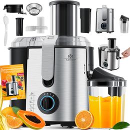Kesser&reg; Entsafter f&uuml;r Obst und Gem&uuml;se aus Edelstahl 1100W gro&szlig;e 85 mm Einf&uuml;ll&ouml;ffnung inkl. Reinigungsb&uuml;rste und Saftbeh&auml;lter 3 Geschwindigkeitsstufen, Saftpresse Juicer