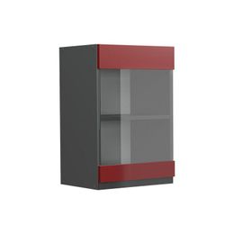 VICCO - Küchenschrank Glas R-Line, Rot, 40 cm J-Shape