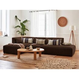 Victoire – modulares ecksofa links – 5-sitzer – aus cord - braun