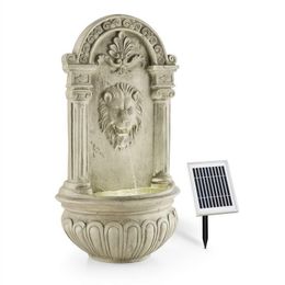 Blumfeldt Löwenstein Wandbrunnen Gartenbrunnen Solar 2W LED Polyresin Steinoptik