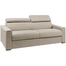 Dunlopillo - Schlafsofa 4-Sitzer - Liegfläche mit Lattenrost: 160 cm - Matratze: 22 cm mit Memory Schaum - Stoff - Beige - vizir