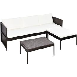 vidaXL - 3-tlg. Garten-Lounge-Set mit Auflagen Poly Rattan Braun