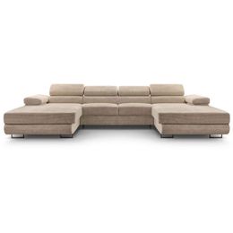 Ecksofa nillona u Mini U-Form Schlaffunktion Bettkasten PSO02 Helbraun - Furnix