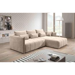 Sofa yaho Couch ausziehbar mit Bettkasten und Kissen Schlafsofa mh 02 - Furnix