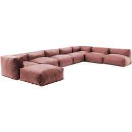 Modulares Ecksofa mit 5 Sesseln, 2 Ecken und 1 Hocker in Terrakotta - Mixi