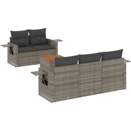 6-tlg. Garten-Sofagarnitur mit Kissen Grau Poly Rattan vidaXL