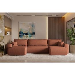 Kaiser Ecksofa mit schlaffunktion und bettkasten, Sofa U-form, Couch U-form capri Neve Kupfer