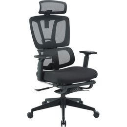 Bürostuhl Places of Style "ZELLINA", schwarz, B:73cm T:73cm, Metall, Nylon, Stühle, mit Lordosenstütze, atmungsaktiver Sitz, ausziehbares Fussteil