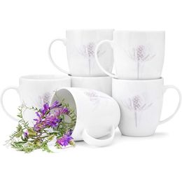 Konsimo - boss Becher-Set 380ml 6 Personen 6-tlg Porzellan, Weiß/Violett