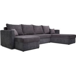 Vitalispa - Sofa l Form , Dunkelgrau, 290 x 185 cm mit Bettkasten