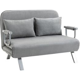 HOMCOM - Schlafsofa Schlafcouch mit Verstellbarer Rückenlehne, Wurfkissen, 2er-Sofa mit Schlaffunktion, Samtoptik, Armlehne, Couch für Wohnzimmer,