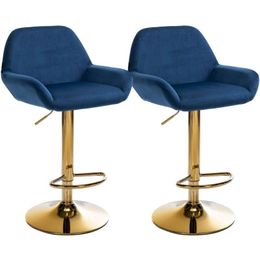 CLP - 2er Set Barhocker Braga Gold Samt blau