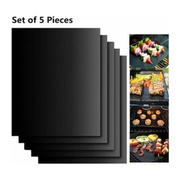 Set mit 5 Backmatten, Grillmatte, Grillplatte, Backblech, Ofen, 40 x 33 cm, für elektrischen Holzkohle-Gasgrill