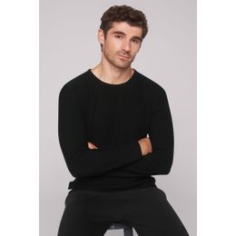 Rundhalspullover CMPD, Herren, Gr. M, schwarz (true schwarz), Material: 100% Baumwolle, unifarben, regular fit normal, Rundhals, eingesetzt Rollsaum, Pullover Rundhalspullover, mit Rolls&auml;umen