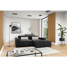 Polstercouch in L-Form rolia Ecksofa mit Kissen EM6-1 Schwarz - Furnix