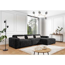 Ecksofa rolia max L-Form Polstercouch mit Ottomane EM6-1 Schwarz - Furnix