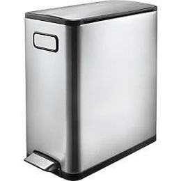 EKO Treteimer Ecofly II, 20 Liter, Edelstahl, fingerabdruckfest, geräuschloser Deckel, B 250 x T 375 x H 465 mm, silber/schwarz
