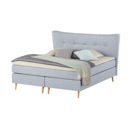 Möbel Kraft Boxspringbett - grau - Materialmix - 197 cm - 122 cm - Möbel Kraft