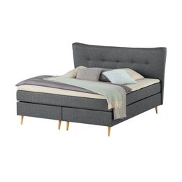 Möbel Kraft Boxspringbett - grau - Materialmix - 177 cm - 122 cm - Möbel Kraft