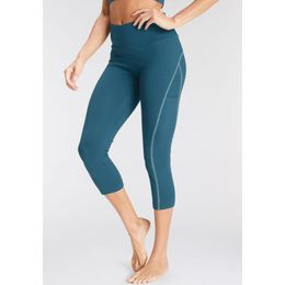 active by Lascana LASCANA ACTIVE Caprileggings mit Kontrastnähten und breitem Bund petrol XS (32/34) - N-Gr N-Gr XS (32/34) Baumwoll Caprileggings