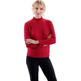 Damen Stehkragenpullover mit gewellten Abschl&uuml;ssen rot, Gr&ouml;&szlig;e 50