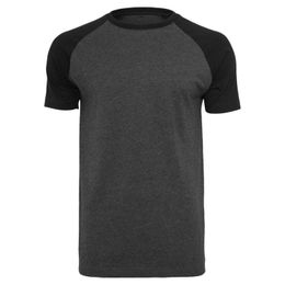 Build Your Brand Raglan Contrast Tee T-Shirt schwarz grau in XXL BY007-cha/blk