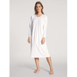 Nachthemd Calida "Soft Cotton", Damen, Gr. XS (36/38), N-Gr, weiß, Interlock, Obermaterial: 100% Baumwolle, unifarben, klassisch, comfort fit kniebedeckend, Rundhals, Kleider, mit Raglanschnitt