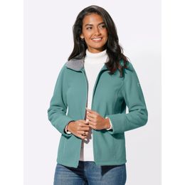 Fleecejacke Casual Looks, Damen, Gr. 48, grün (salbei), 100% Polyester, unifarben, gemustert, mehrfarbig, Langarm, Jacken