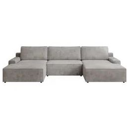 Wohnlandschaft Trendmanufaktur "Challenge, Schlafsofa mit Bettkasten, Couch in U-Form, Breite 333 cm", grau (opal grau), B:333cm H:98cm T:168cm, 88% Polyester / 12% Nylon, Sofas, XXL Sofa mit Bettkasten & Schlaffunktion, auch in trendigem Cordstoff