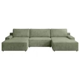 Wohnlandschaft Trendmanufaktur "Challenge, Schlafsofa mit Bettkasten, Couch in U-Form, Breite 333 cm", grün (mayfly), B:333cm H:98cm T:168cm, 88% Polyester / 12% Nylon, Sofas, XXL Sofa mit Bettkasten & Schlaffunktion, auch in trendigem Cordstoff