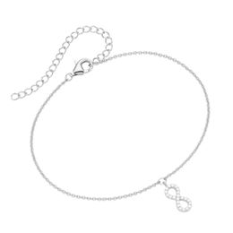 Fußkette mit Anhänger Smart Jewel "mit Behang Infinity, Zirkonia, Silber 925", silber, Fußkettchen, Damen, 28cm, Silber 925 (Sterlingsilber)