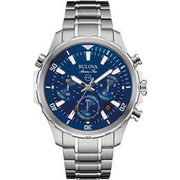 Chronograph Bulova "Marine Star, 96B256", silber (silberfarben), Armbanduhren, Herren, Armbanduhr, Quarzuhr, Herrenuhr, Edelstahlarmband, Datum