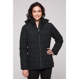 Winterjacke SOCCX, Damen, Gr. L, schwarz, Material: 89% Polyester, 11% Polyamid, Futter Rumpf unten: 100% Polyamid, Futter Rumpf oben + Ärmel: 100% Polyester, Füllung: 100% Polyester, bedruckt, bestickt, casual, lässig geschnitten normal, Langarm eingesetzt Rippbündchen, Jacken, mit Plüschfutter im Stehkragen