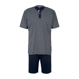 Tom Tailor Herren Gestreifter Pyjama, blau, Meliert, Gr. 48/S