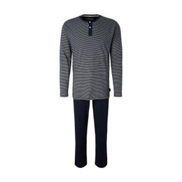 Tom Tailor Herren Pyjama-Set aus Baumwolle, blau, Gestreift, Gr. 48/S