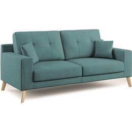 Danish modernes Sofa aus weichem, wasserfestem Stoff T02 146 cm petrol - petrolio