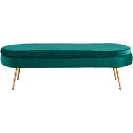 Dynamic24 Sitzpouf oval lang aus Samt Grün 397268