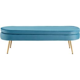 Dynamic24 Sitzpouf oval lang aus Samt Blau 397251