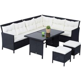 18 tlg. Rattan Gartenmöbel Set110.5 cm x 62 cm x 82 cm - Schwarz+Cremeweiß - Outsunny