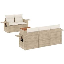 6-tlg. Garten-Sofagarnitur mit Kissen Beige Poly Rattan vidaXL