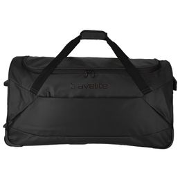 Reisetasche Travelite "BASICS mit Rollen", Gr. B/H/T: 71cm x 37cm x 37cm, schwarz, Tarpaulin, Taschen, Freizeittasche Sporttasche Wasserabweisend Kantenschutz