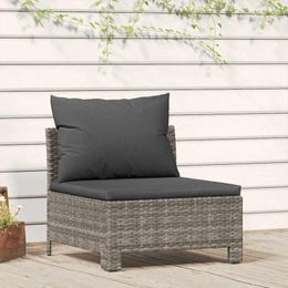 Torana - Garten-Mittelsofa mit Kissen Grau Poly Rattan