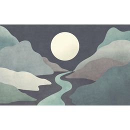 Vliestapete Komar "Digitaldruck Vlies - Moonlight Monumental - Größe 400 x 250 cm", schwarz (schwarz, weiß), B:400m L:250m, Vlies, Tapeten, Wohnzimmer, Schlafzimmer