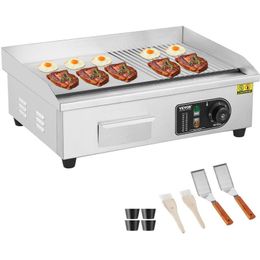 Vevor - Kommerzieller elektrischer Grill, 3200 w, halbflacher Grill für die Arbeitsplatte, einstellbare Temperatur von 50–300 °c, 54 x 30 x 1 cm,