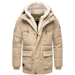 Winterjacke STONE HARBOUR "Lauroo XX", Herren, Gr. XXL (56), beige (sand), Obermaterial: 100% Polyester, Innenfutter: 100% Polyester, Wattierung: 100% Polyester, Ärmelfutter: 100% Polyester, Kunstpelz: 100% Polyester, modisch, gerade Po-bedeckend, hoch geschlossener Ausschnitt, Langarm verstellbar Rippstrickbündchen mit Daumenlöchern, Jacken, urbane Herren Steppjacke mit kuscheligem Teddyfleece